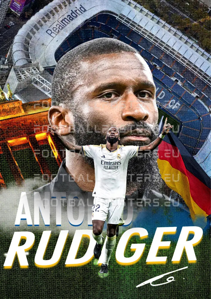 Antonio Rüdiger Football Poster – Real Madrid Wall Art Print