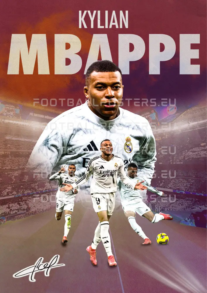 Kylian Mbappé Football Poster – Real Madrid Wall Art Print