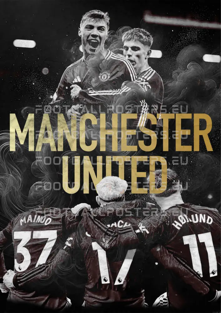 Manchester United Poster – Black & Gold Football Wall Art